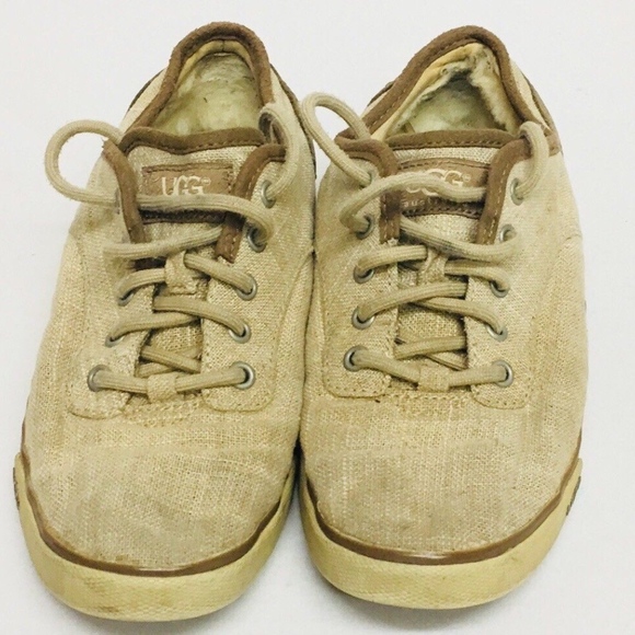 UGG | Shoes | Ugg Hally Brown Canvas Comfort Shoes W 65 | Poshmark